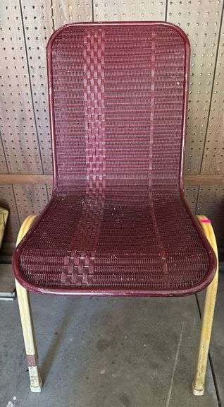 Red Woven Rattan Chair with Metal and Wood Frame - Metzger Property ...