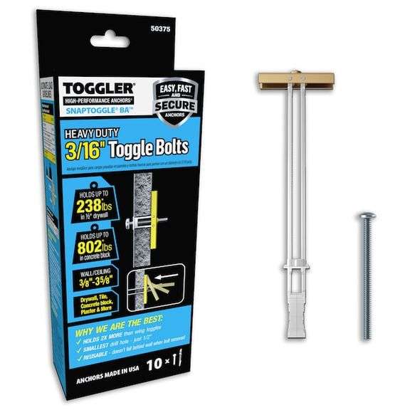TOGGLER - 802-lb 3/16-in x Assorted length Toggle Bolt Anchors with ...