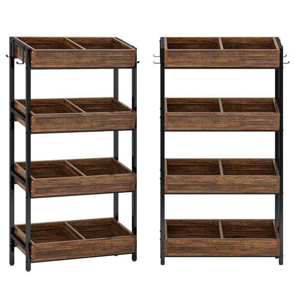 BYBLIGHT - Eulas 2PCS Brown 29.13 in. 4-Tier Display Cabinet Basket ...