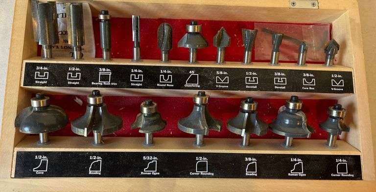 Craftsman Router Bits in Labeled Wood Box - Metzger Property Services, LLC