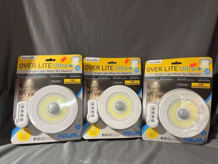 3 Sensor Brite Over Lite Ultra+ USB Rechargeable Lights with Remotes ...