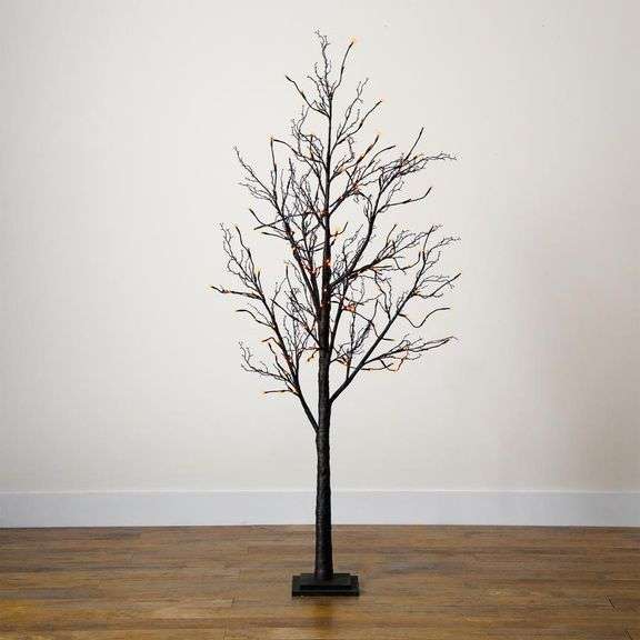 NEARLY NATURAL - 6 ft. Artificial Halloween Black Twig Tree Pre-Lit ...