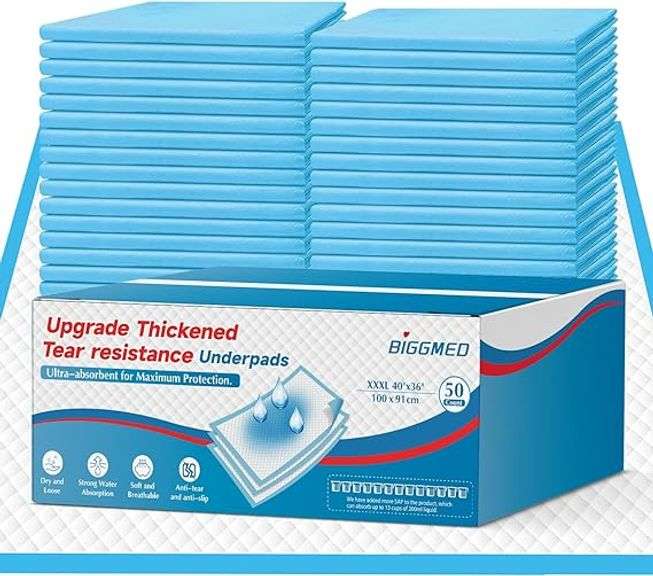 BIGGMED - Tear-Resistant Incontinence Bed Pads 40 x 36 - PLEASE SEE ...