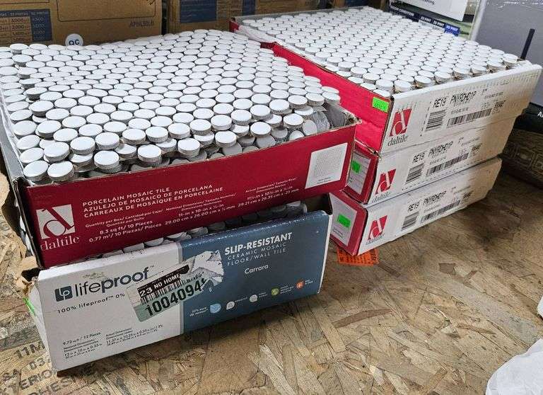 White Round Ceramic Tile Sheets for Flooring or Walls Unknown Quantity ...