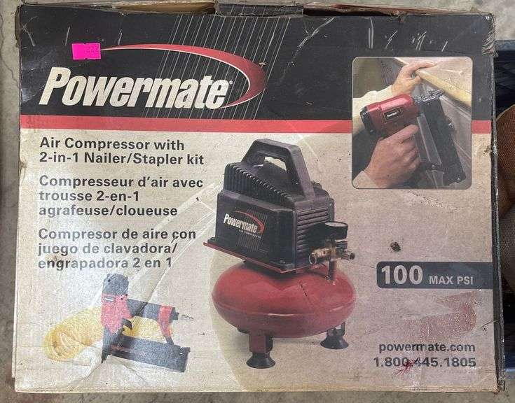 Powermate Air Compressor with 2-in-1 Nailer/Stapler Combo Kit - Metzger ...