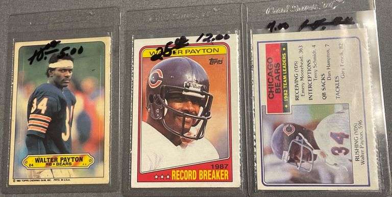 Walter Payton Chicago Bears Trading Cards, Lot of 3 - Metzger Property ...