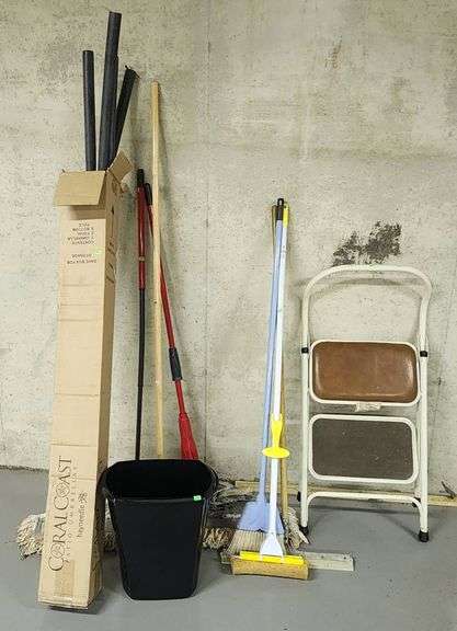 Cleaning Tools, Folding Step Stool, Trash Bin, and Packing Materials ...
