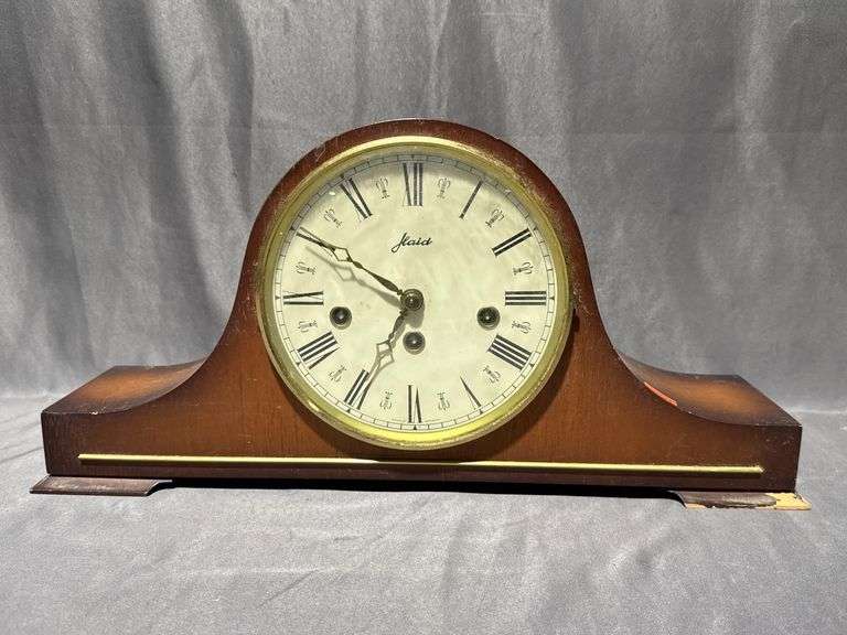 Mantel Clock with Brass Details, W. Haid 2-Jewel Movement, 17”x8”x4 ...