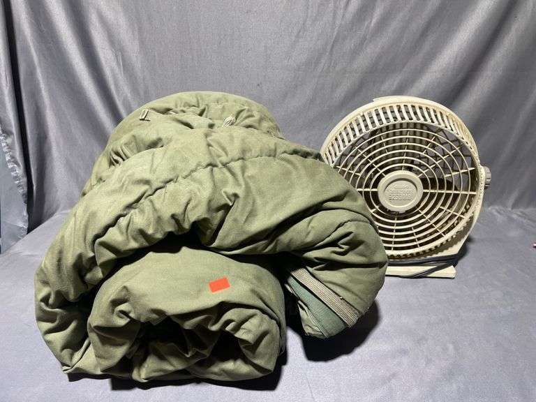 Lasko Breeze Machine Fan and Green Sleeping Bag - Metzger Property ...