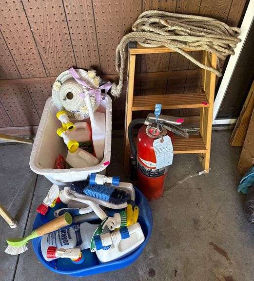 Utility Items Lot Inc. Rope, Fire Extinguisher, Ladder, and Cleaning ...