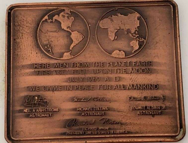 Lunar Plaque (Replica of Plaque Placed on the Moon) - Metzger Property ...