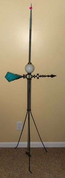 Metal Weather Vane lightning rod with Tripod Base and Glass Accents, 59 ...