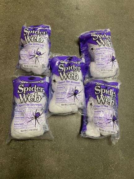 5 Packages of Spider Web Stretchable Halloween Decorations - Metzger ...