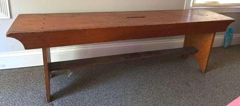 Wood Bench with Cutout Handle and Cross Brace, 60x13x18.5 - Metzger ...