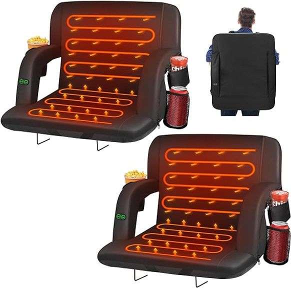 HOPERAN - 2pcs Dual-Sided Heated Stadium Seats for Bleachers with Back ...