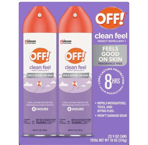 OFF! Clean Feel Insect Repellent 9 oz Cans, Fragrance-Free (2-Pack ...