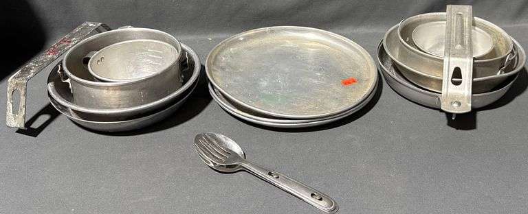 Mess Kits & Boy Scout Cook Sets inc.(3) Plates, (7) Spoons and Forks ...
