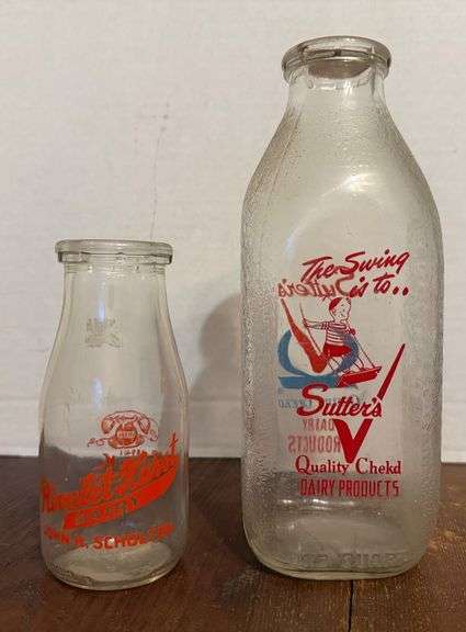 Sutter’s and Rivulet Hurst Farms Dairy Milk Bottles, 6” & 9” Tall ...