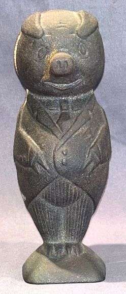 Cast Iron Piggy Bank with Bank on North Manchester Foundry Inscription ...