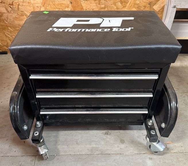 Performance Tool Creeper Seat Toolbox with 3 Drawers and Casters ...