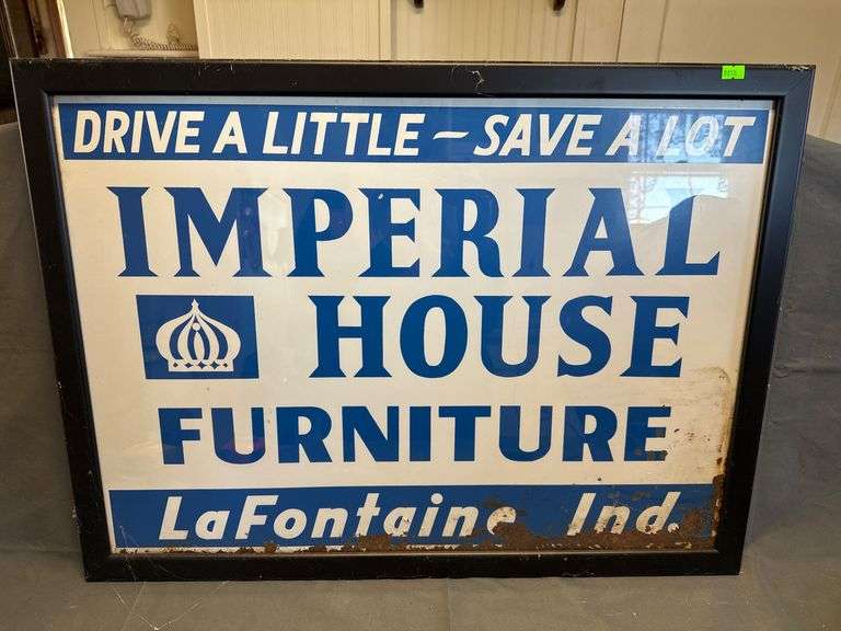 Framed Imperial House Furniture LaFontaine Ind. Advertising Sign, 30 ...