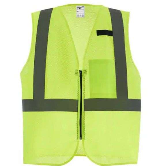 High-Visibility Yellow Safety Vest with Reflective Strips and Zipper ...