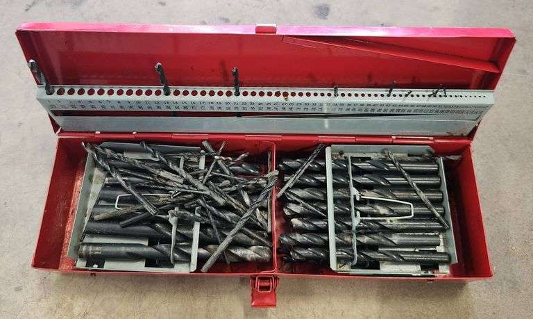 Metal Storage Box With Assortment of Drill Bits - Metzger Property ...