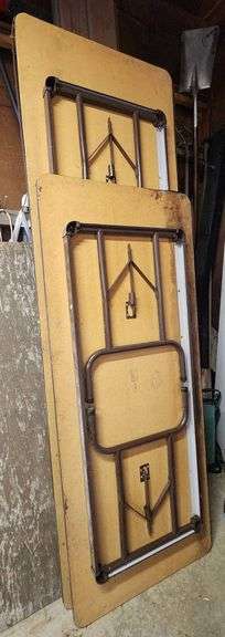 2 Folding Rectangular Tables with Metal Frames - Metzger Property ...