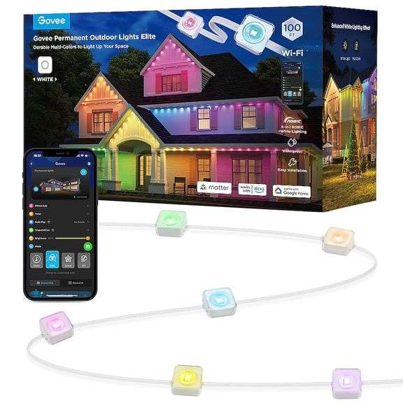 GOVEE - 100-ft Plug-in White Indoor/Outdoor String Light with Color ...