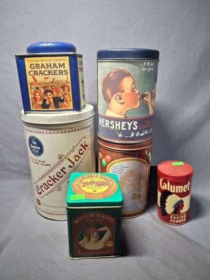 Advertising Tins Featuring Cracker Jack, Hershey’s Kisses, M & M's ...
