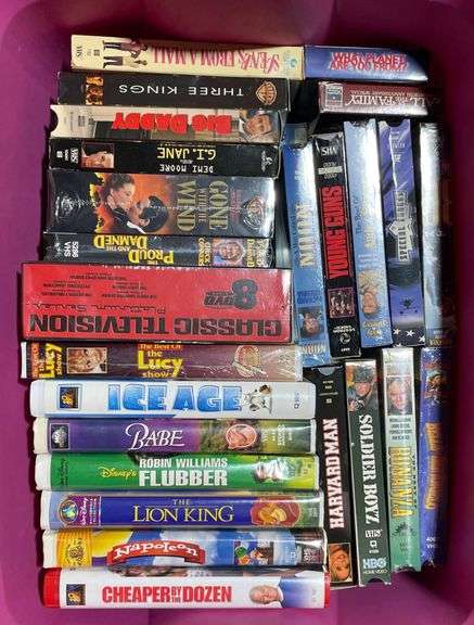 VHS Movies and TV Show Collection in Plastic Tote Inc. ‘The Lion King ...