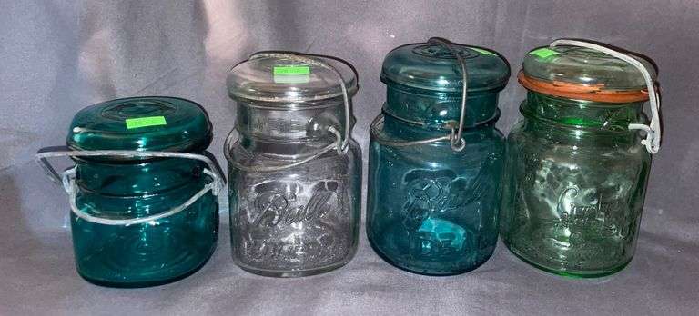 4 Glass Jars With Wire Bale Closures From Ball and Atlas 5.5”-4 ...