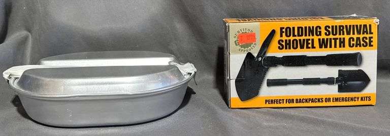 Folding Survival Shovel with Case, 8”, and Aluminum Mess Kit - Metzger ...