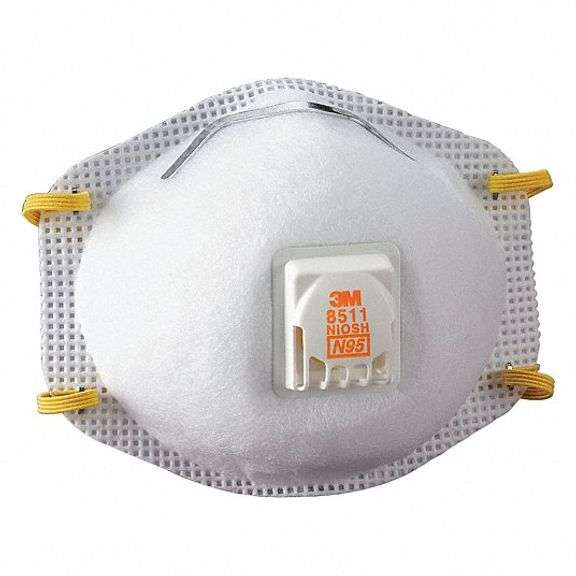 3M - Disposable Respirator: Dual, Non-Adj, Metal Nose Clip, Std, White ...