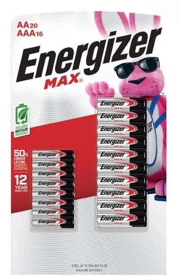 Energizer MAX Alkaline Batteries Combo Pack – 20 AA & 16 AAA - Metzger ...