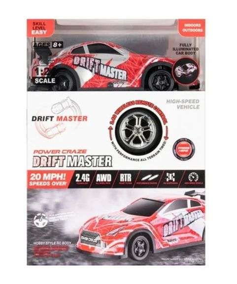 Power Craze Drift Master Scale RC Car with AWD and Remote Control ...