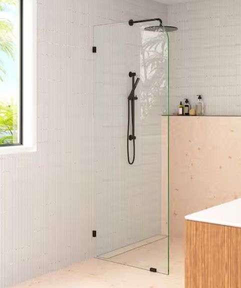 Glass Warehouse 36 in. W x 78 in. H Single Panel Radius Fixed Frameless ...