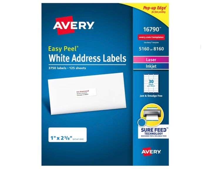 Avery Easy Peel White Address Labels, 3750 Labels, 1×2-5/8 Inches ...