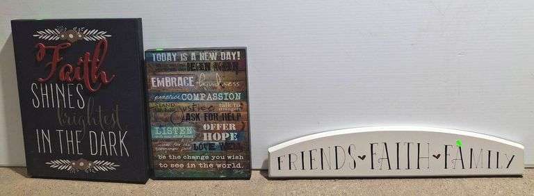 Wall Art Trio Featuring Inspirational Text in Multicolored and White ...