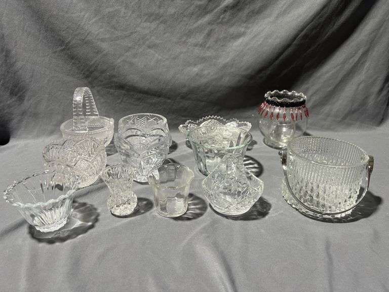 Pressed and Cut Glass Bowls, Trays, and Vessels, 2.5” x 3” – 4” x 5 ...