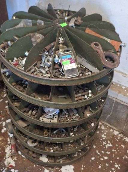 Metal Rotary Hardware Bin - Rotating Storage Rack with Assorted ...