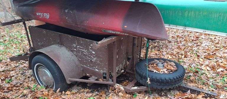 Metal Utility Trailer with Spare Tire and License Plate 90″ Lgth.(rust ...