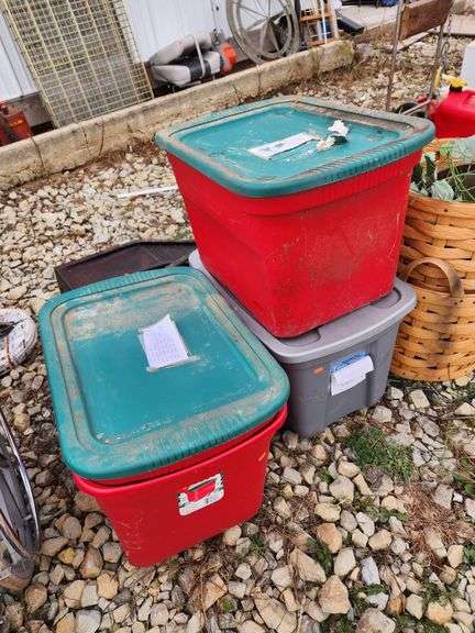 Sterilite 20-Gallon Plastic Storage Containers with Green Lids ...