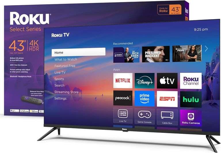ROKU - 43-Inch Select Series, 4K HDR TV â€“ RokuTV with Enhanced Voice ...