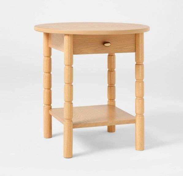 Threshold Chelsea Round Accent Table with Drawer and Shelf, 22″ H x 21. ...