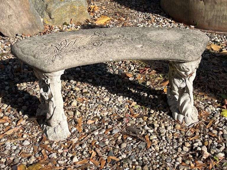 3-Piece Concrete Bench with Floral Motif, 28x10x11 - Metzger Property ...