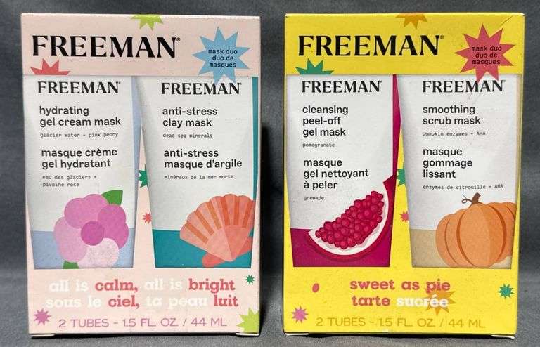 Freeman Face Mask Duo Lot: 2 Hydrating & Anti-Stress, 2 Cleansing ...