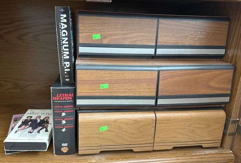 VHS Tapes and DVD Box Sets in Slide-Out Wood Storage Drawers - Metzger ...