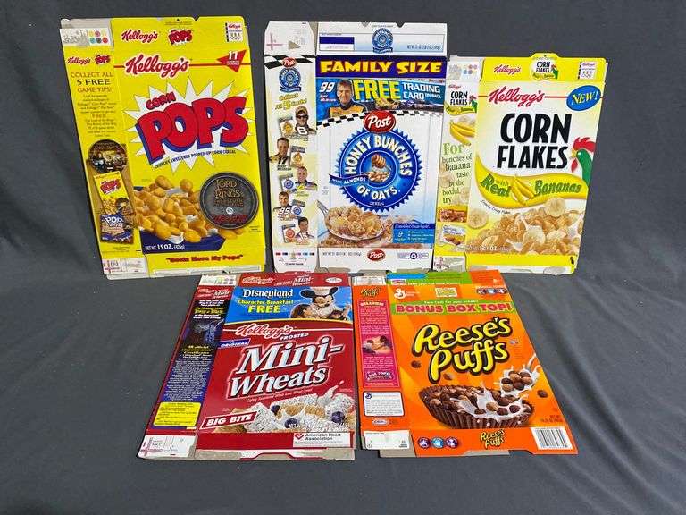 5 Flattened Breakfast Cereal Boxes, Kellogg’s & Post Brands, 2005, 10 ...