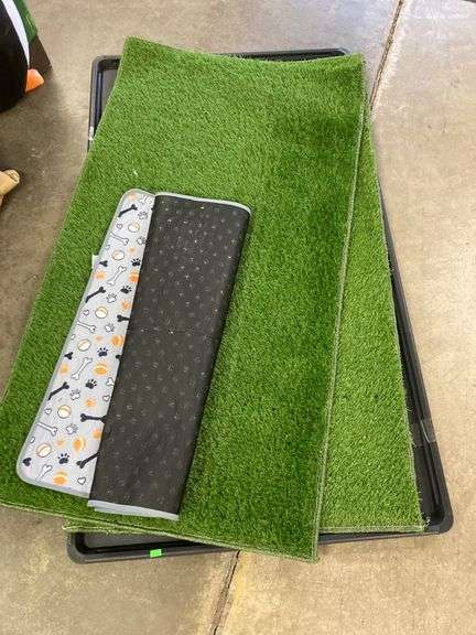 2-Artificial pee Grass Mats(50”x 28”) with Perforated Backing and 1 ...